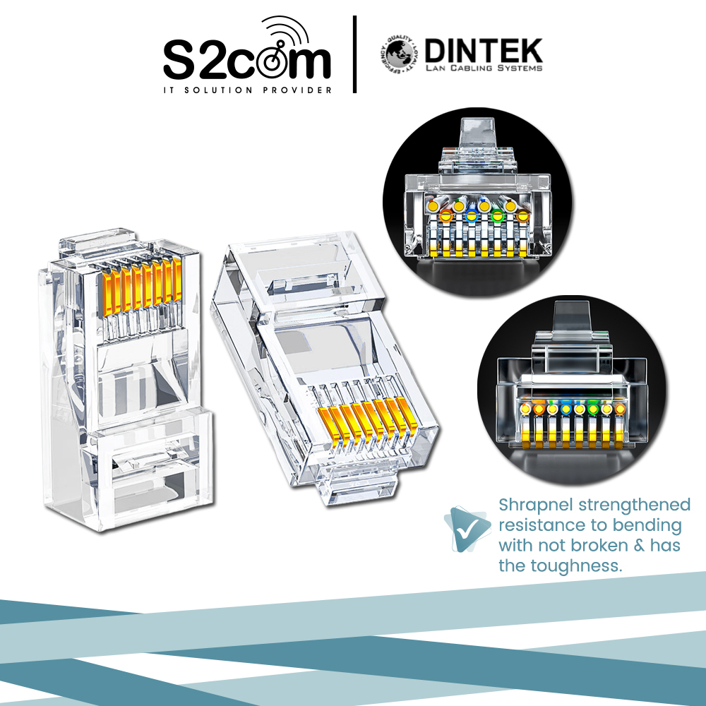 Dintek PowerMAX Cat5e / Cat6 UTP Solid RJ45 Unshielded Plug | Shopee ...
