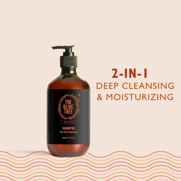 The Olive Tree Natural Tea Tree Charcoal Shampoo for dandruff, Itchy ...
