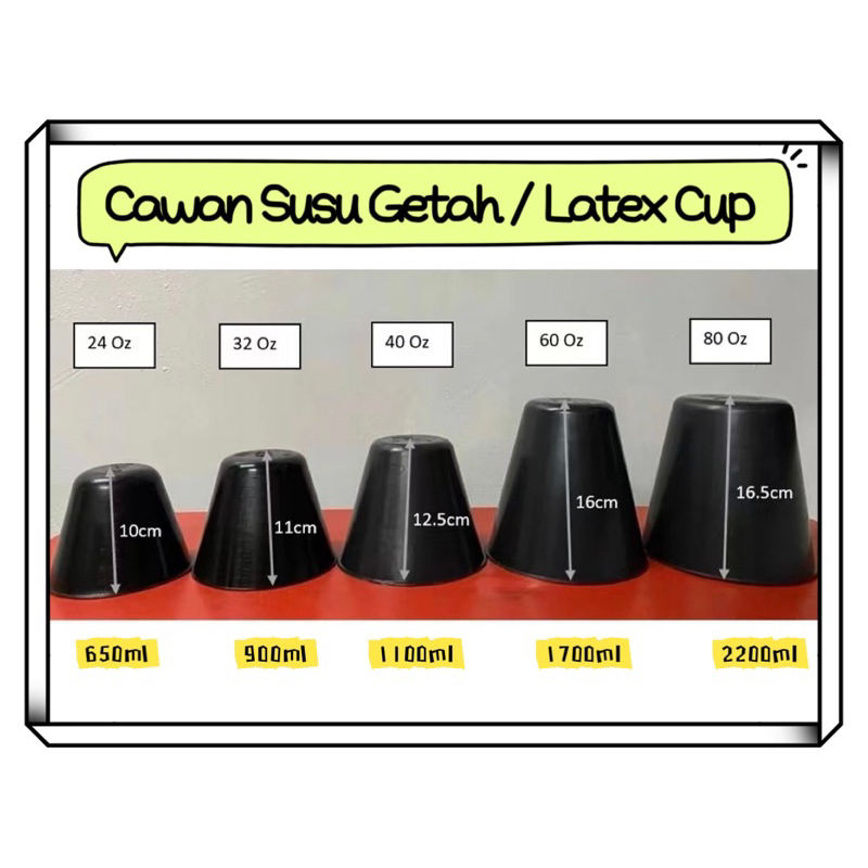 Cawan Susu Getah / Latex Cup Size : 24oz ~ 105oz (1≤10pcs) | Shopee ...