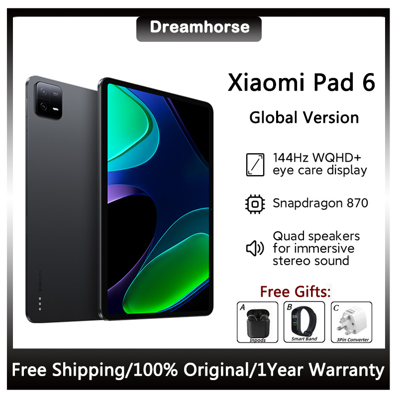 【Global 】 Xiaomi Pad 6 Snapdragon® 870 Tablet 33W Fast Charging 13MP ...