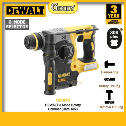 DEWALT DCH273 18/20V Brushless Cordless SDS-Plus 3 Mode Rotary Hammer ...
