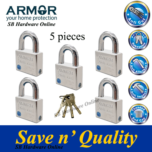 [ANTI-CUT, ANTI-IMPACT, KEY ALIKE] ARMOR APL-99 50MM PADLOCK (5 PIECES ...