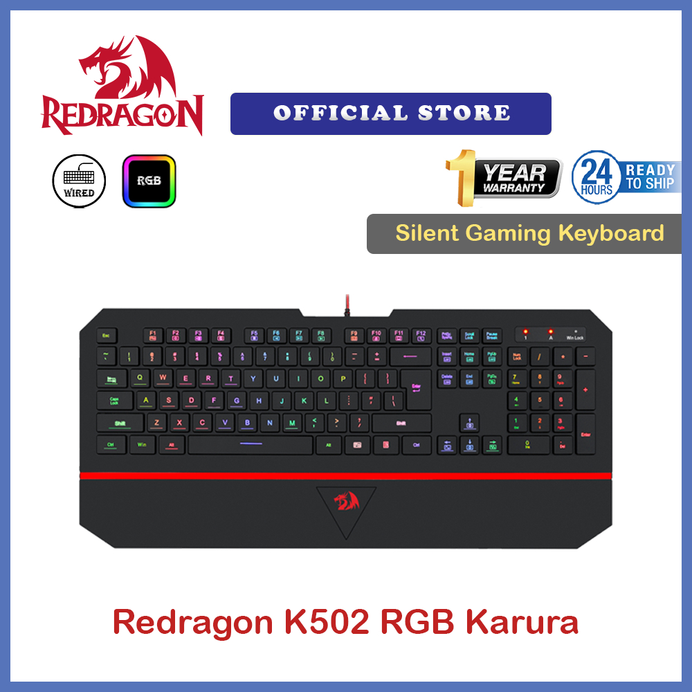 Redragon K502 Karura RGB Silent Gaming Keyboard Full Size wrist rest | Shopee Malaysia