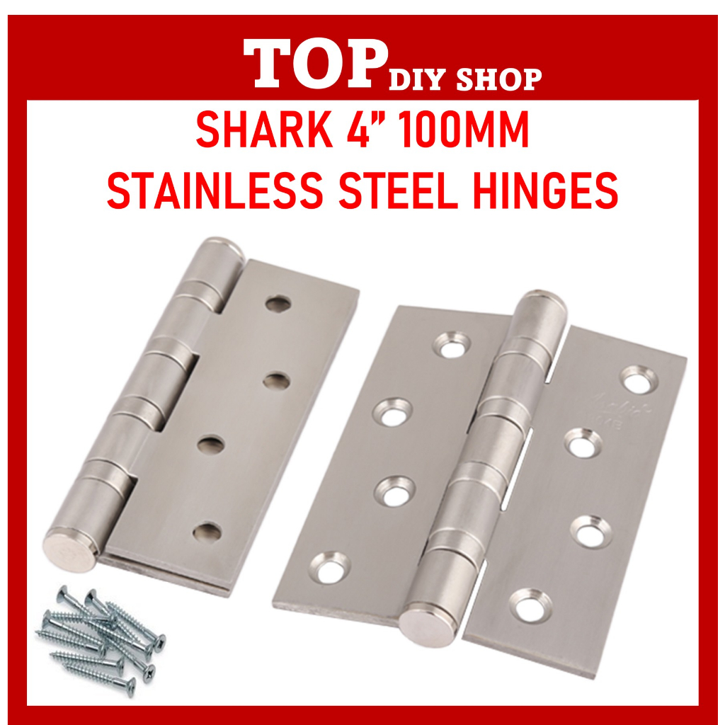 SHARK 4" 100MM HIGH QUALITY STAINLESS STEEL DOOR HINGES | Shopee Malaysia