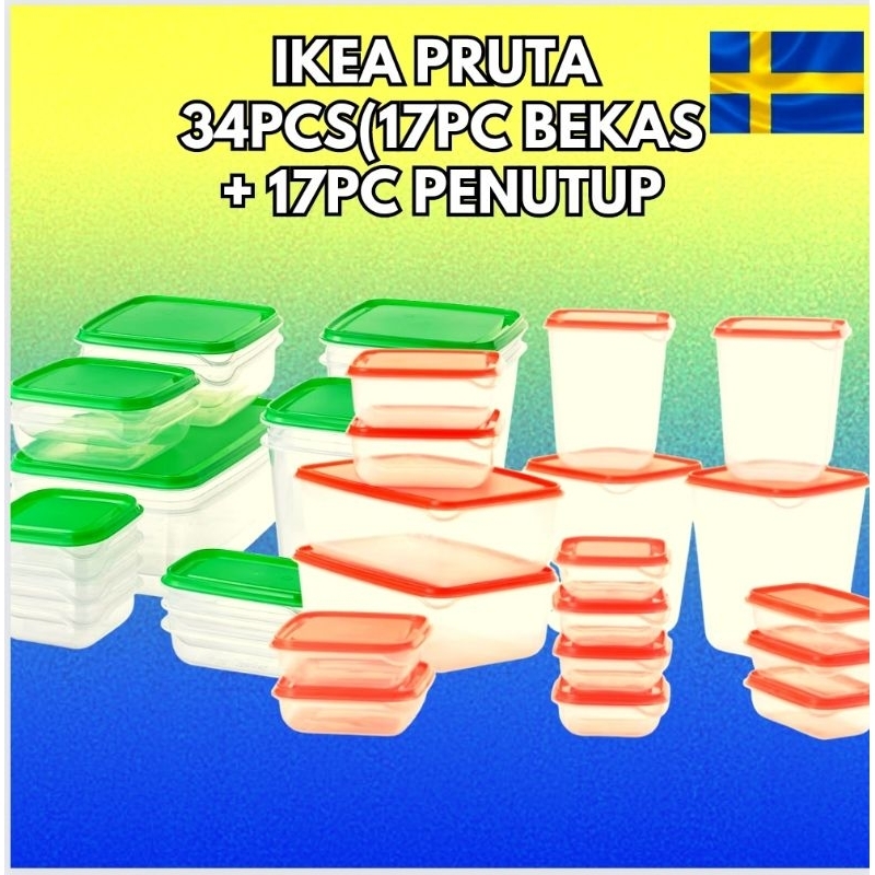 Ikea Pruta 34 PCs set plastic container | Shopee Malaysia
