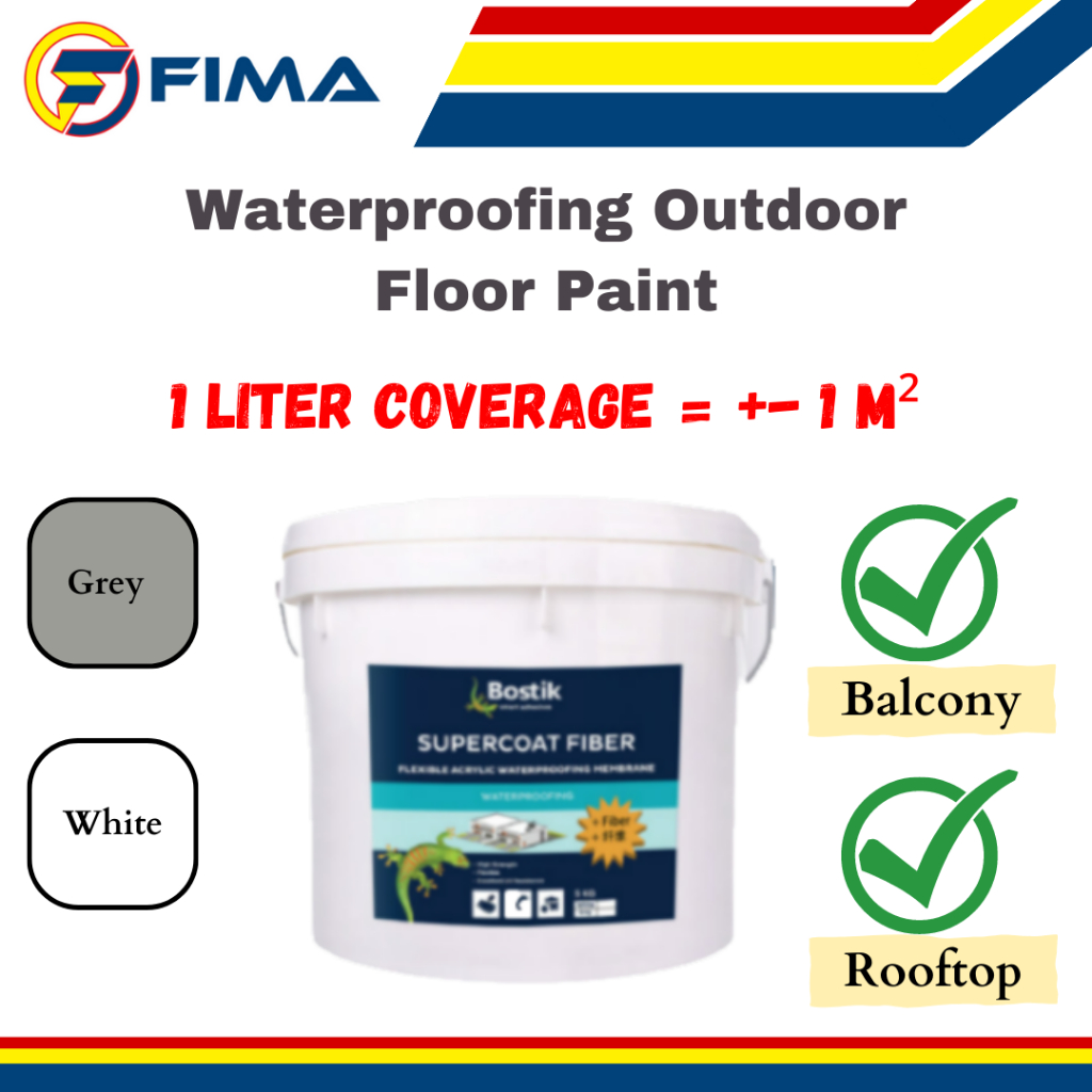 5KG Waterproofing Supercoat Fiber BOSTIK For Outdoor Rooftop Balcony ...