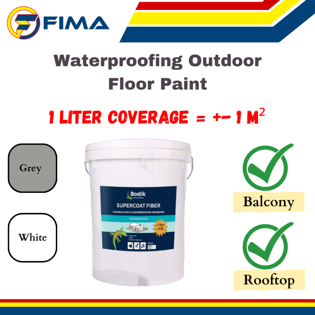 (20KG) Waterproofing Supercoat Fiber BOSTIK For Outdoor Rooftop Balcony ...