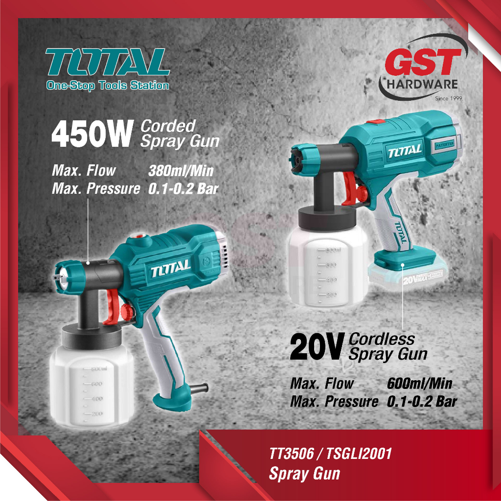 TOTAL Spray Gun TT3506 450W Spray Gun Electric Paint Cordless Spray Gun ...