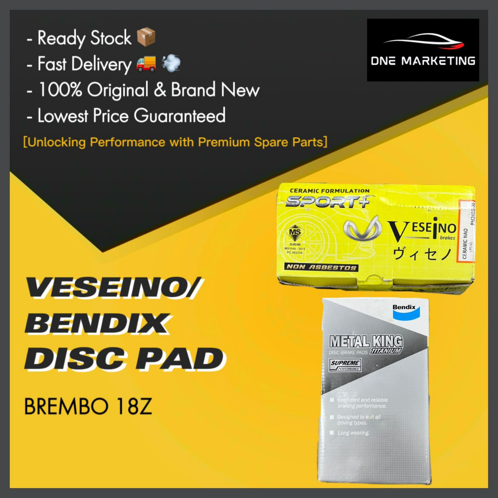 Veseino/ Bendix Disc Brake Pad - Brembo 18Z (PN246S-35/ DB1676)(Front) | Shopee Malaysia