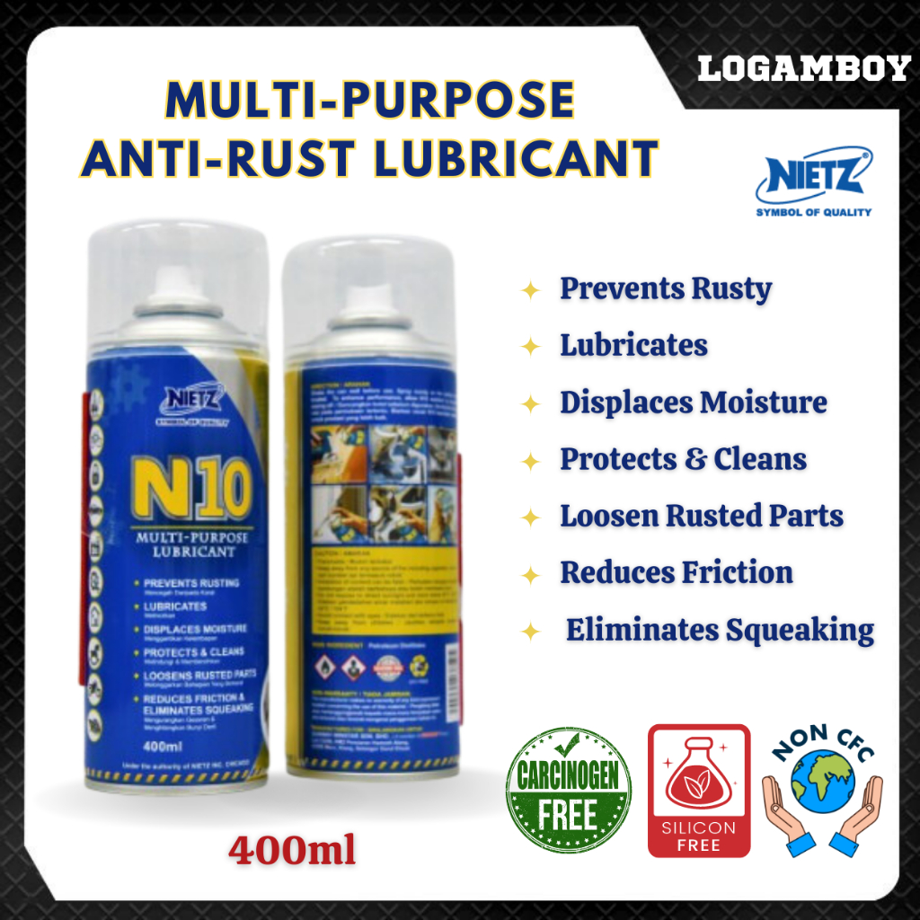 NIETZ N10 MULTIPURPOSE LUBRICANT ANTI RUST Aerosol Spray 400ml Spray ...