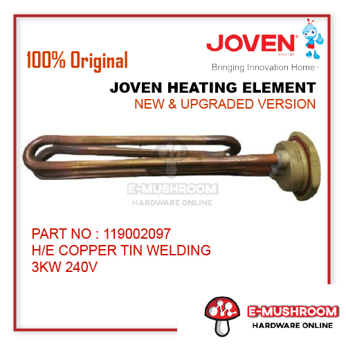 JOVEN HEATING ELEMENT GENUINE PART H/E COPPER WELDING C/W 11/4" BSP ...