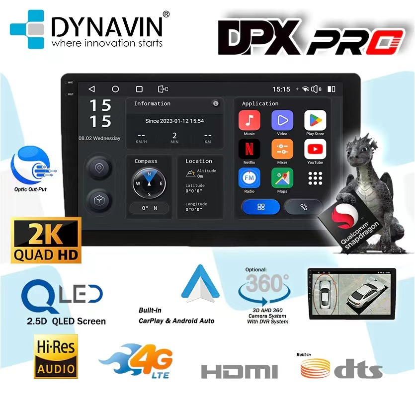 DPX Pro Series 2K QLED With 4G LTE/DTS Sound System/CarPlay/Android Auto/Dual App & Zone (9"/10 ...