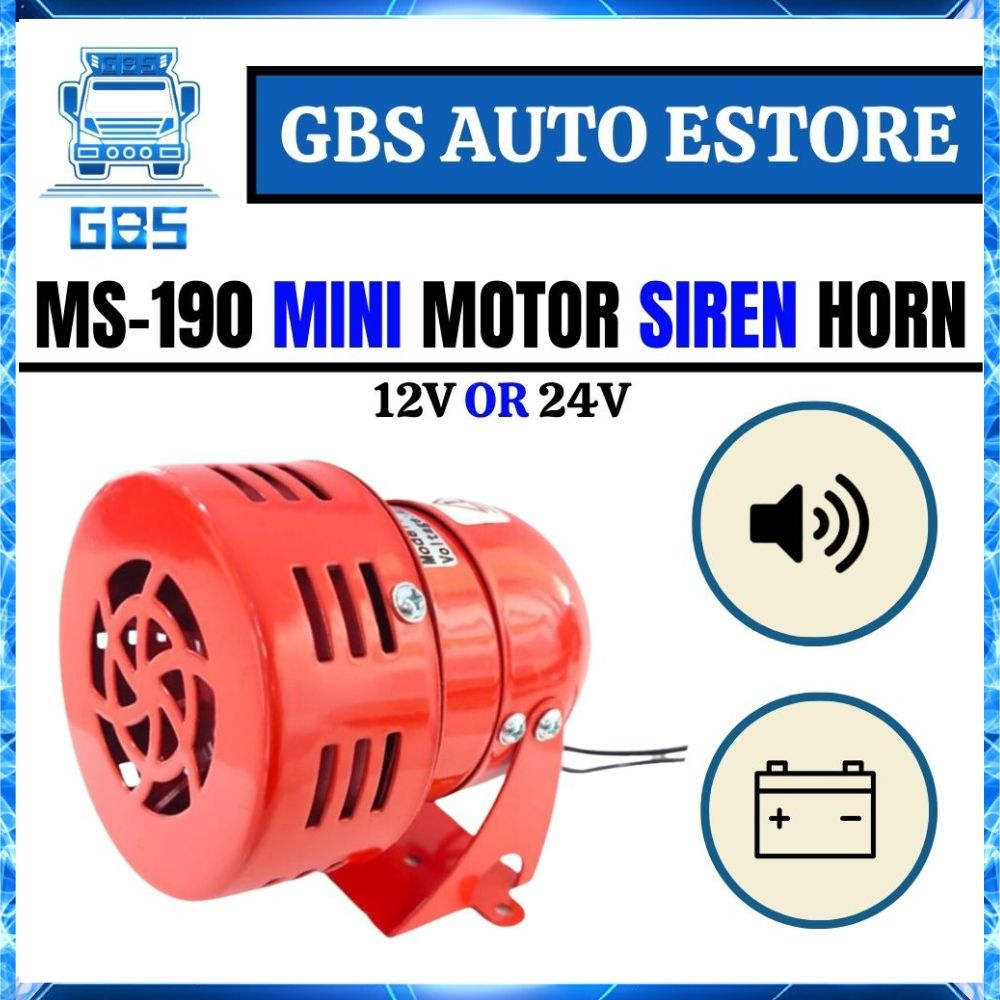 GBS Truck Lori MS-190 Mini Motor Siren 3 inch MS190 110DB DC12v/DC24v Mini Siren Baby Siren ...