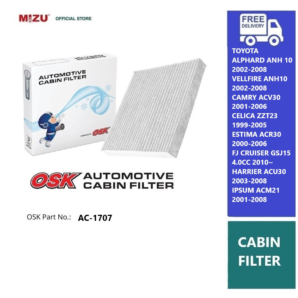 MIZU OSK AC-1707 CABIN FILTER TOYOTA ALPHARD,VELLFIRE,ESTIMA,FJ CRUISER ...