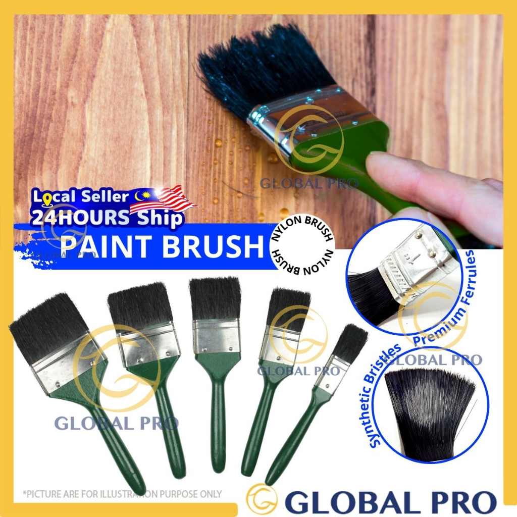Berus Cat Nylon Paint Brush Synthetic Paint Brush With Wooden Green Handle 1 | 1.5 | 2 | 2.5 | 3 ...