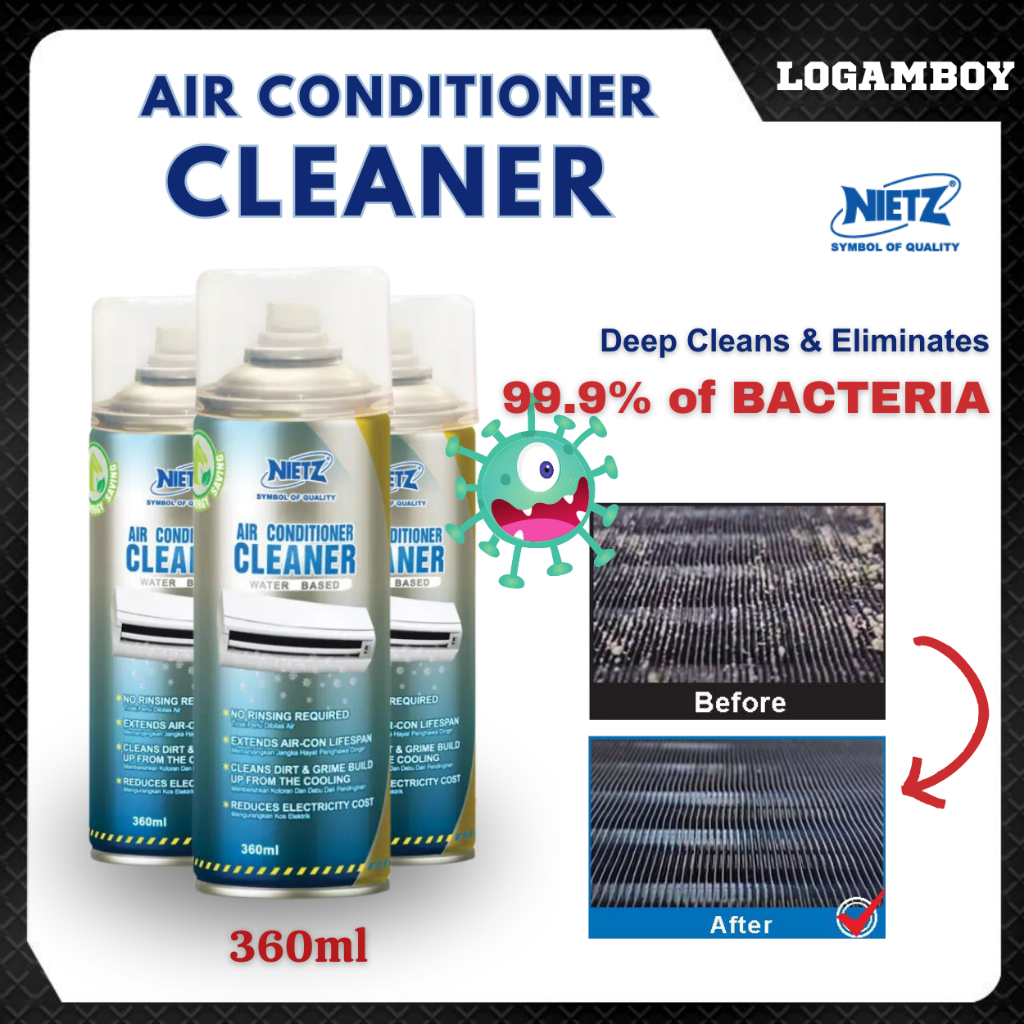 NIETZ AIR CONDITIONER CLEANER Water Based Pencuci Aircond Cleaner 360ml ...