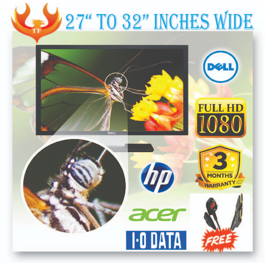 27" LED Monitor Used Monitor Grade A & A- , Full HD 1080p 60Hz & QHD ...