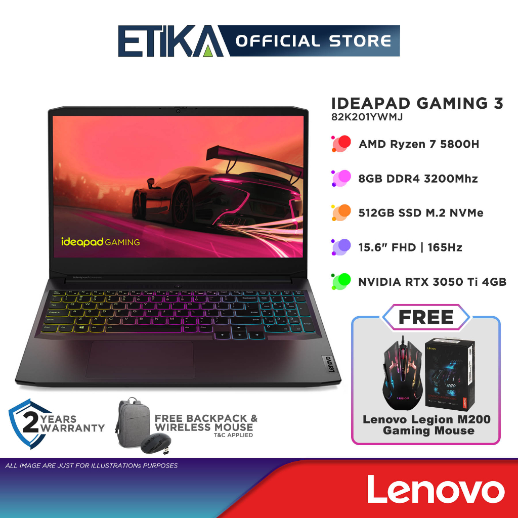 Lenovo IP G3 82K201YWMJ Laptop | AMD Ryzen 7 5800H, 8GB, 512GB, RTX ...