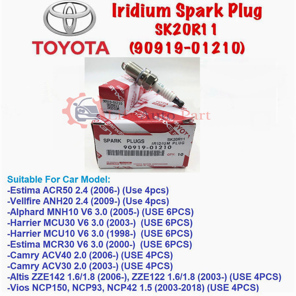 (4PCS) ORIGINAL TOYOTA IRIDIUM Spark Plug 90919-01210 Estima/Camry/Harrier/Altis/Alphard/Lexus ...