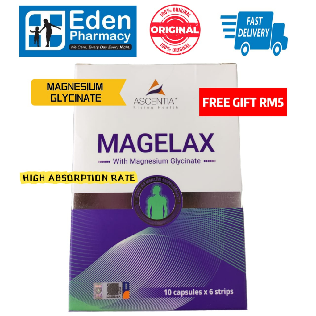 Ascentia Magelax Magnesium Glycinate Free Gift RM5 (6x10's) | Shopee ...
