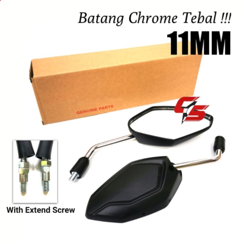 RS Side Mirror Chrome Tebal with Extend Screw Kaki Pendek RSX RS150 ...