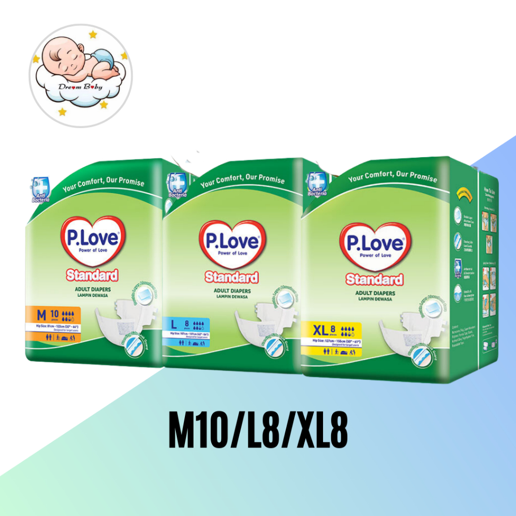 P.Love Plove Standard Adult Tape Diapers - M10 / L8+1 / XL8 (1 Pack ...