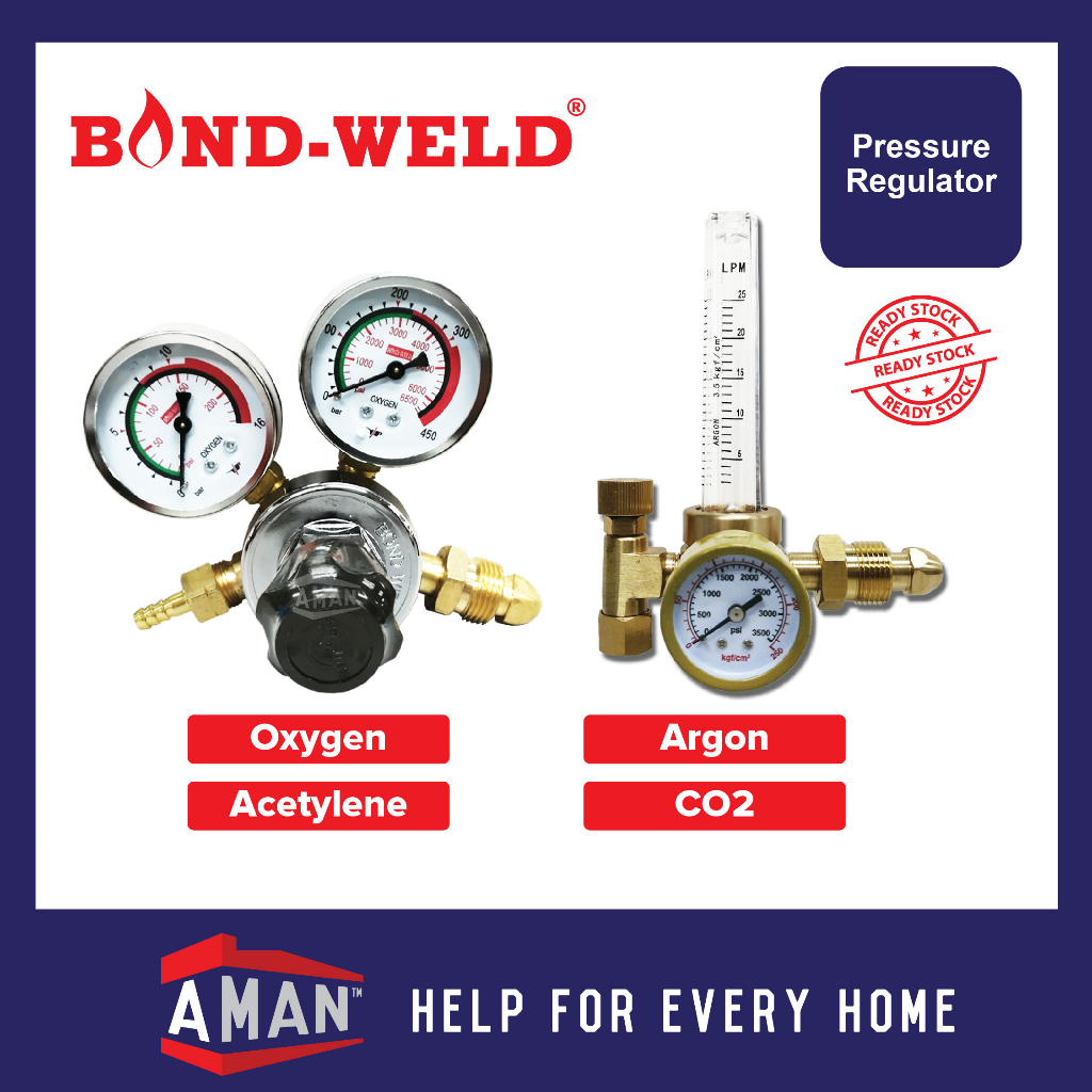 BOND WELD Welding Pressure Regulator Oxygen Acetylene Argon CO2 Flow Meter Gas Regulator Cutting ...