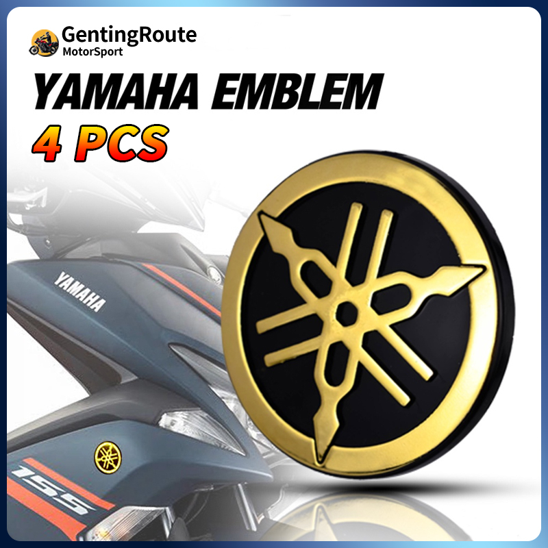 4 Pcs 2 Besar 2 Kecil Yamaha Logo Emblem RC Logo 3D Sticker Silver Gold ...