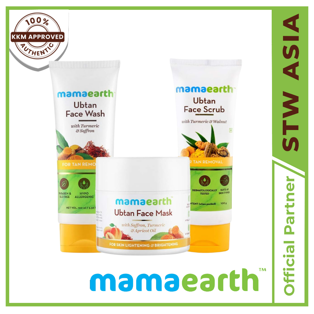 Mamaearth Tan Removal Ubtan Trio (Face Wash - 100ml, Face Mask - 100 ml, Face Scrub - 100gm ...