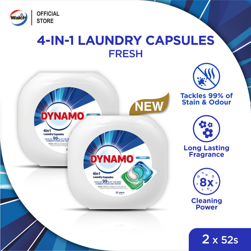 [TWIN PACK] DYNAMO 4in1 Laundry Capsules Fresh 10ml*52pcs | Shopee Malaysia