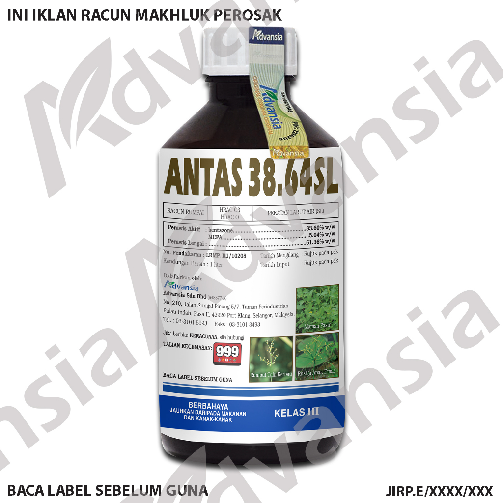 ANTAS 38.64SL/ Racun Rumpai/ Pekatan Larut Air(SL)/ Rumput Tahi Kerbau ...