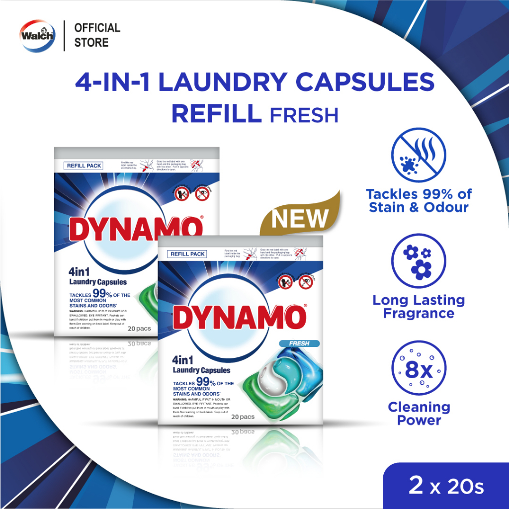 [TWIN PACK] DYNAMO 4in1 Laundry Capsules Fresh 10ml*20pcs Refill ...