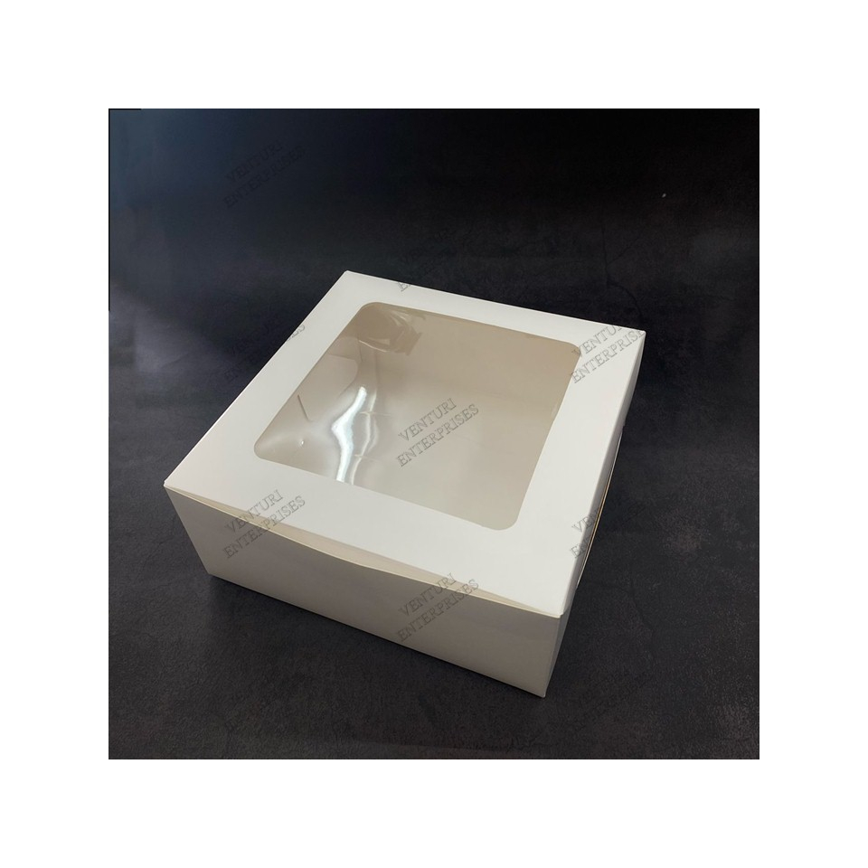 【READY STOCK】8.5“x8.5“x3.5" White Window Folding Boxes|Cake Boxes|White ...