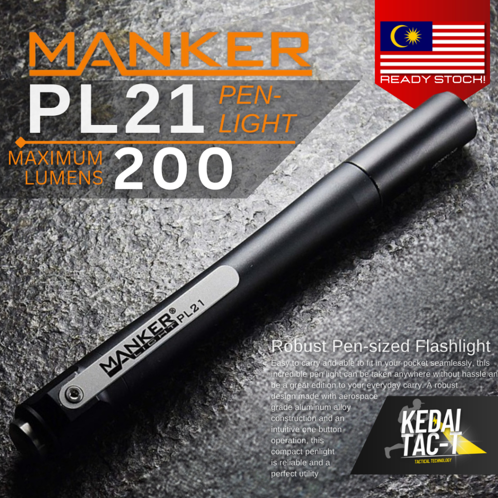 MANKER PL21 - 200L Robust and Compact Penlight Flashlight - ORIGINAL ...
