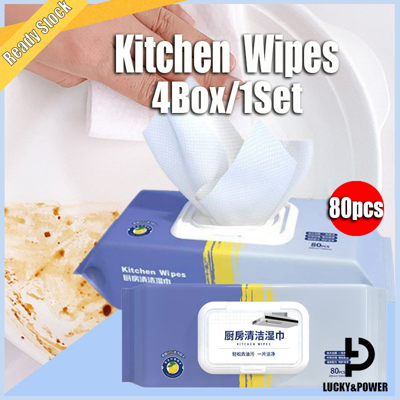 80pcs Kitchen Wipes Degreasing Wet Paper Disposable Kitchen Wet Wipes ...