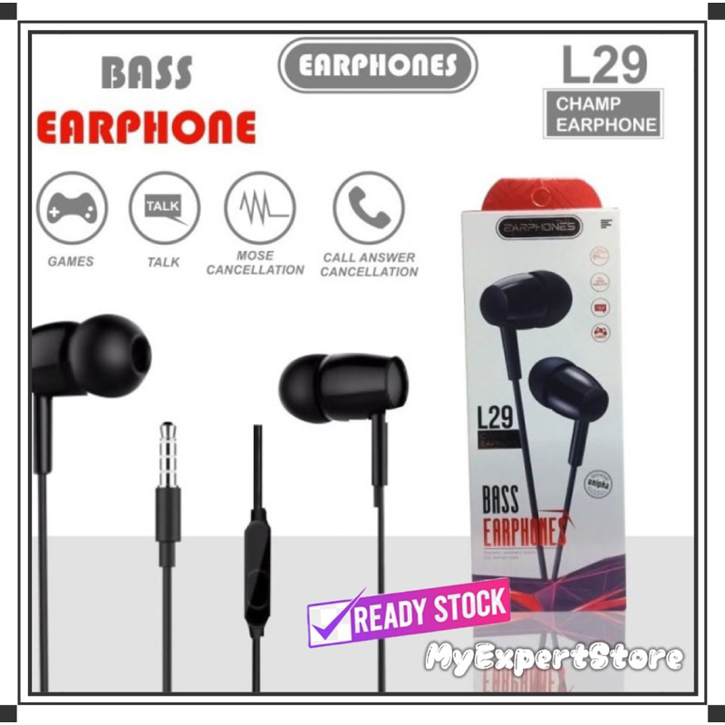 🇲🇾Ready Stock🇲🇾L29 3.5mm Champ Earphone In-ear Stereo Sound Earphone ...