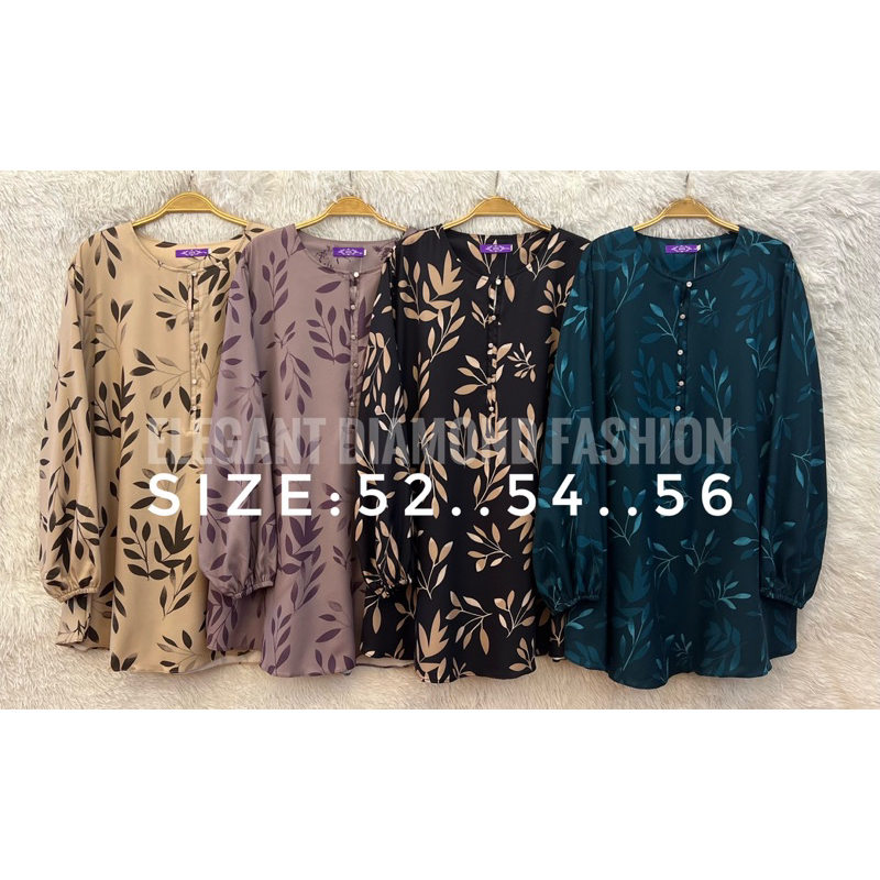 BLOUSE CORAK FLORAL PLUSSIZE SIZE 52 54 56 | Shopee Malaysia