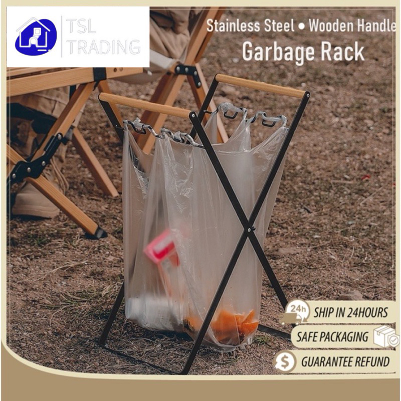 Foldable Garbage Frame Rack Camping Wood Garbage Frame Rack [READY ...