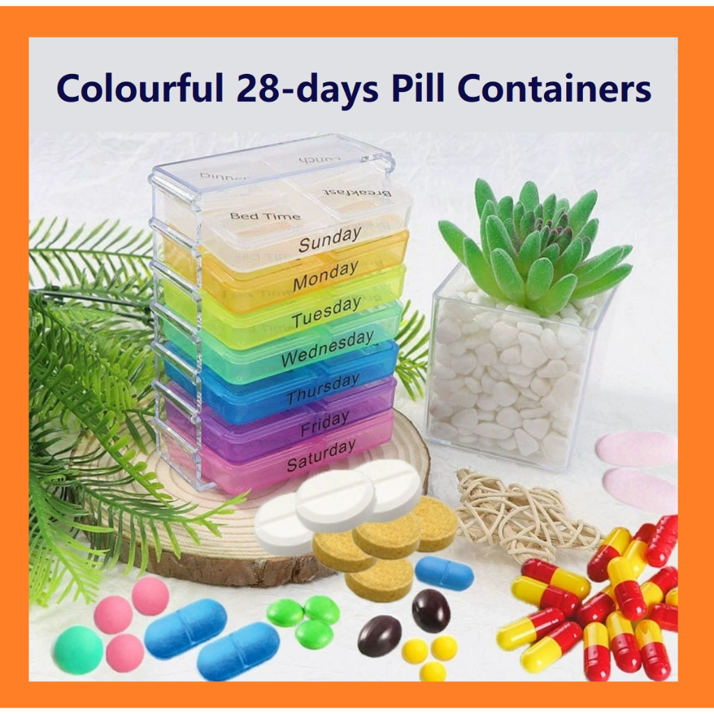 [READY STOCK IN MALAYSIA] Portable 28 grids Pill Box Drawer 7 Days ...