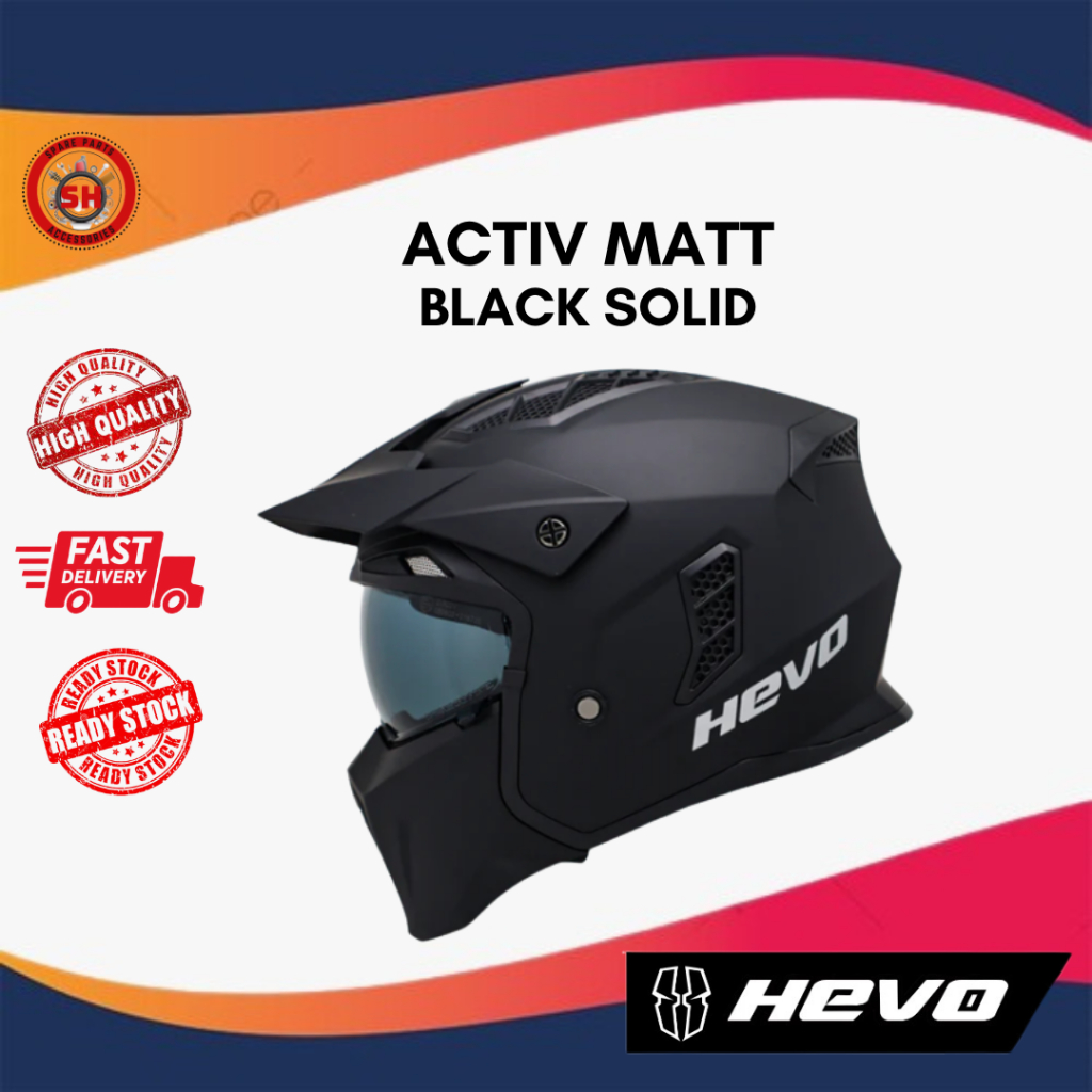 Helmet Hevo Activ Matt Solid Black Army Green (Ready Stock) Helmet ...