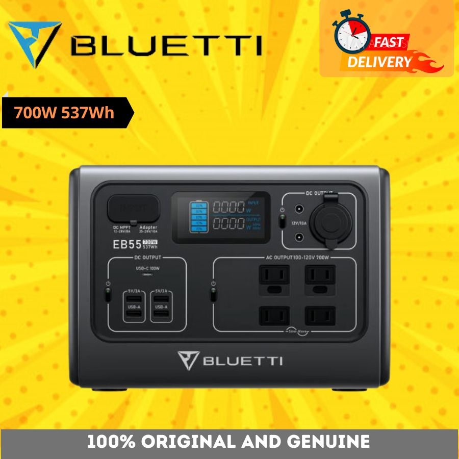 🔥100% ORIGINAL🔥 BLUETTI EB55 Portable Power Station 700W 537Wh | Shopee ...