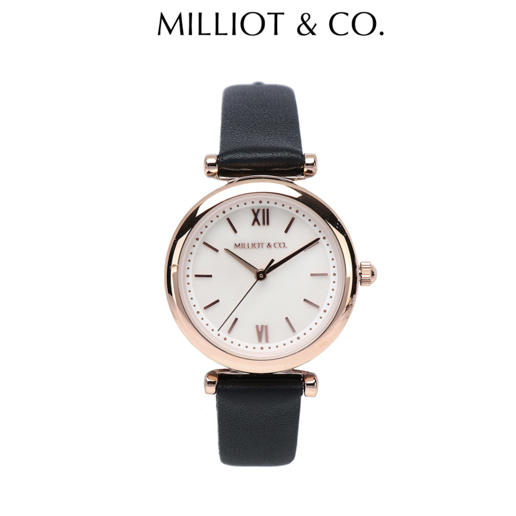 Milliot & Co Endora Rose Gold Leather Strap Watch | Shopee Malaysia