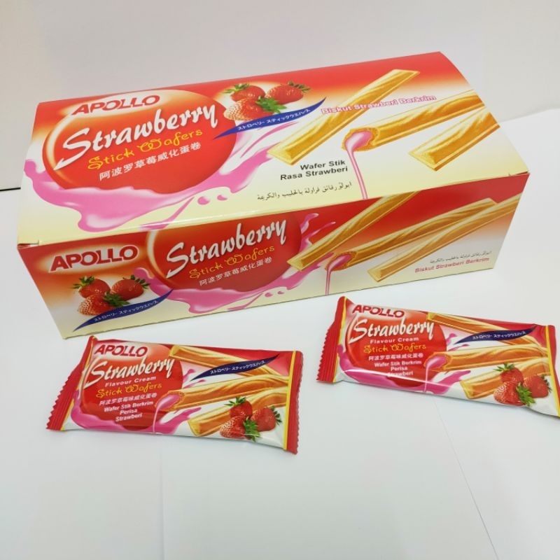 (30pcs) Apollo Strawberry Stick Wafer / Biskut Strawberi Berkrim | Shopee Malaysia