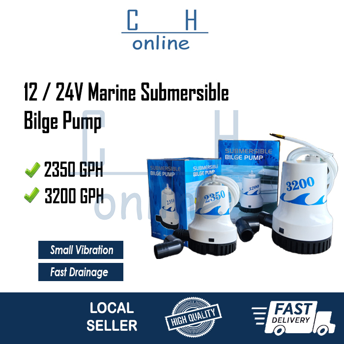 12V & 24V SUBMERSIBLE MARINE BILGE PUMP 2350GPH 3200GPH / Marine Bilge pump ( Pump Air Bot ...