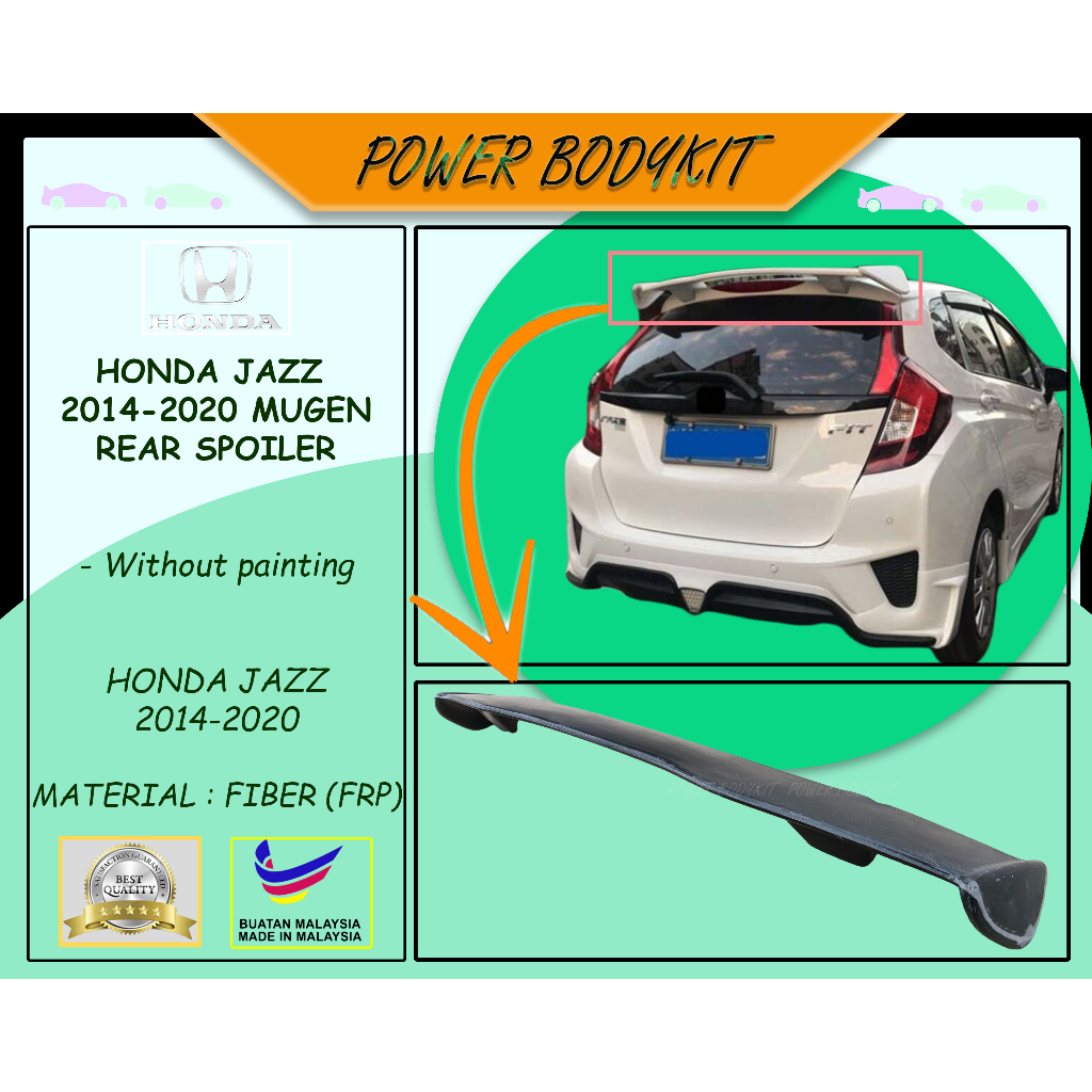 Honda Jazz 2014-2020 GK5 GK8 Mugen Rear Spoiler 2014 2015 2016 2017 ...