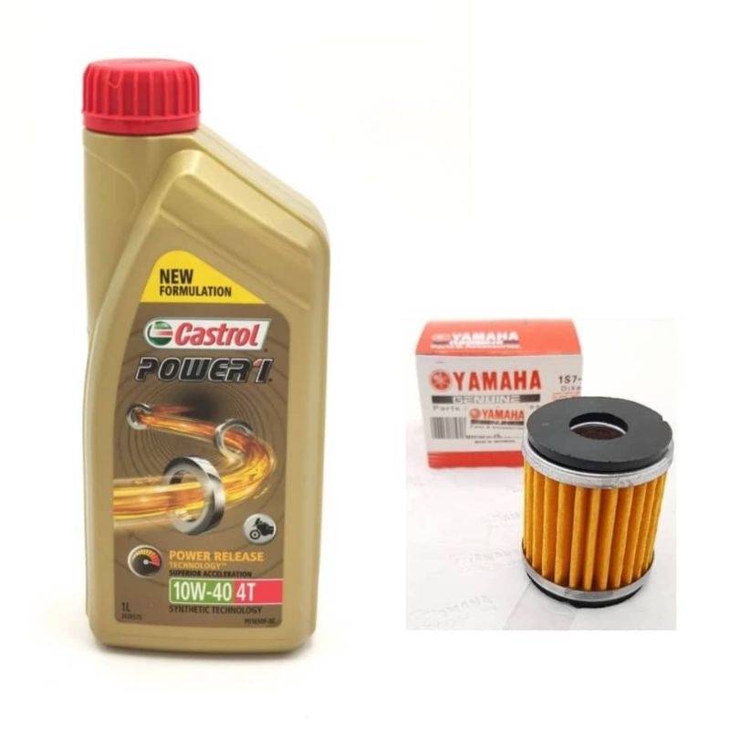 4T CASTROL POWER 1 10W-40 NEW FORMULATION + OIL FILTER YAMAHA | Shopee ...