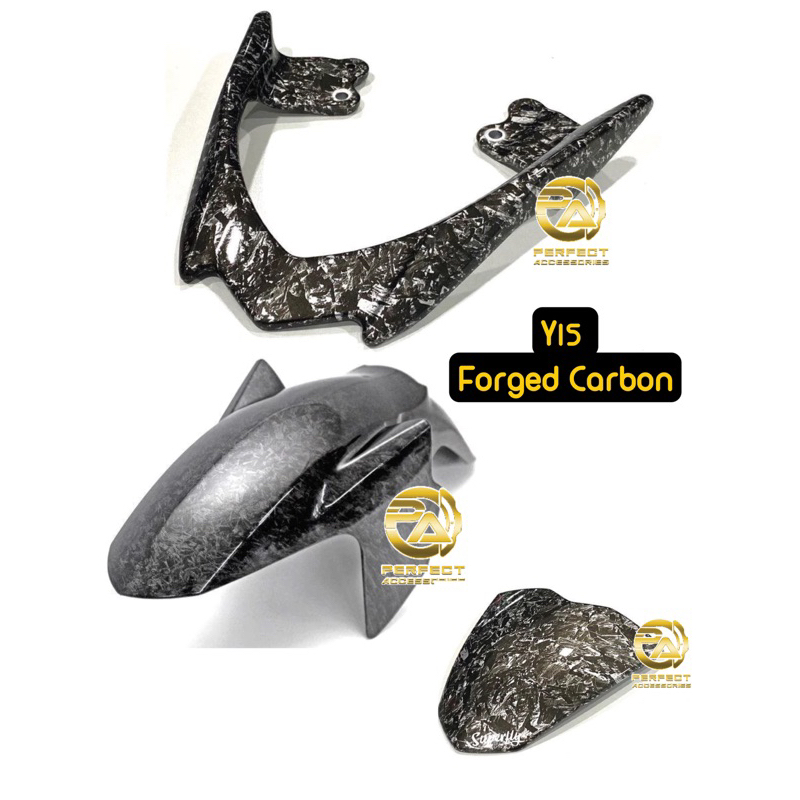 YAMAHA Y15 V1 V2 FORGED CARBON SPOILER MUDGUARD VISOR L BAR BESI ...