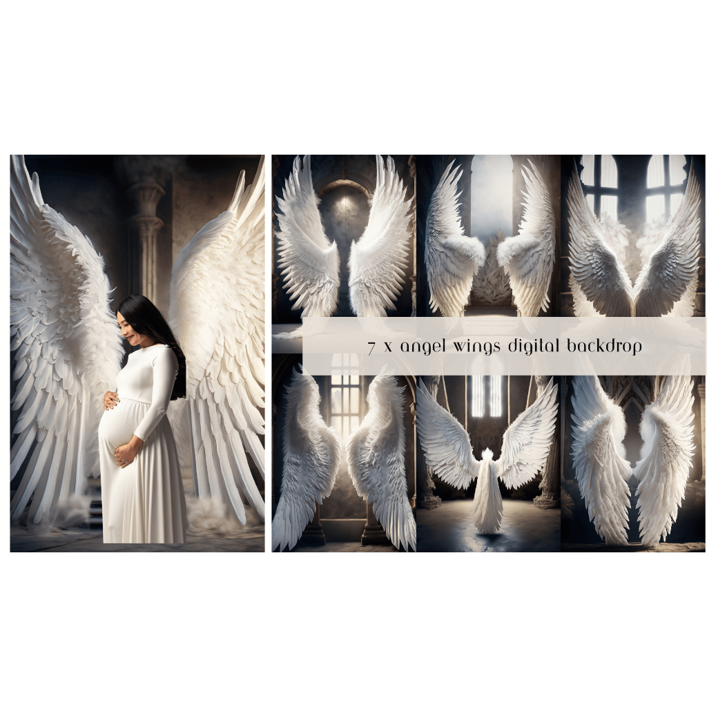 7x Digital Backdrops, Angel Wings Digital Backgrounds, Maternity ...