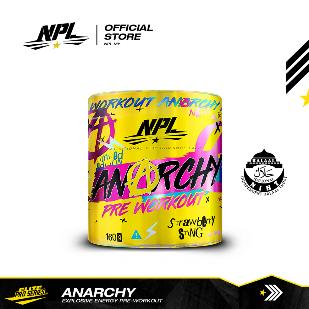 NPL Anarchy (160g) Pre Workout Muscle Pump Endurance Energy Halal ...