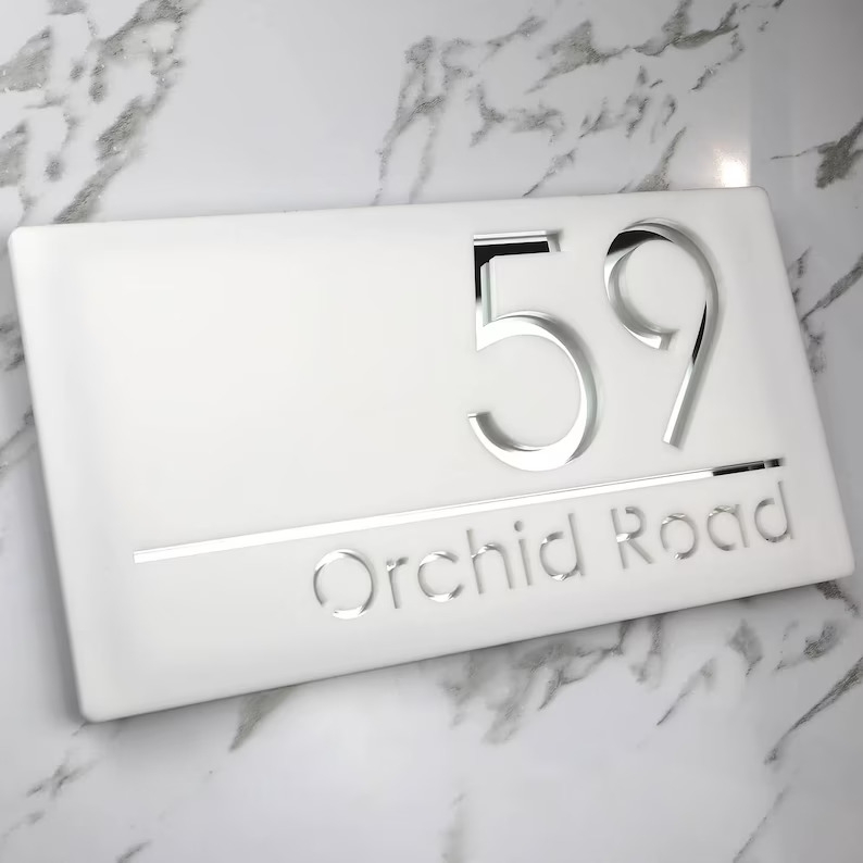 NOMBOR PLAT RUMAH MODEN Modern House Number Plate Acrylic Double Layer ...